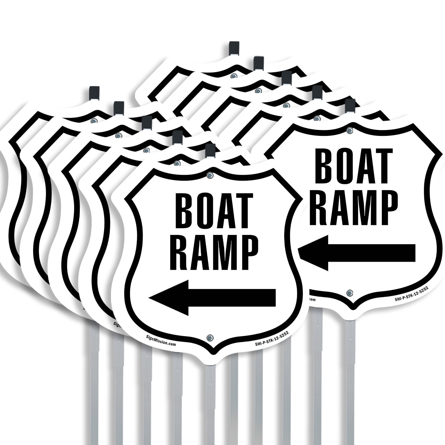 Boat Ramp Left (10 Pack) 12 inch X 12 inch Shield Shaped Commercial ...