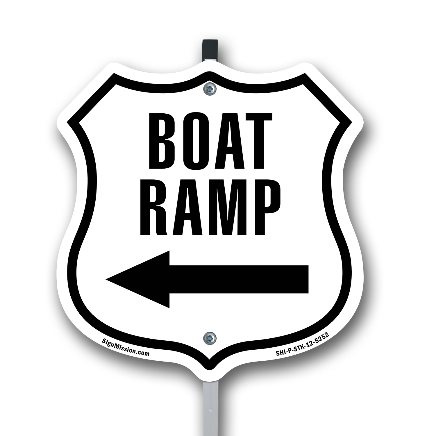 Boat Ramp Left 12 inch X 12 inch Shield Shaped Commercial Grade Plastic ...