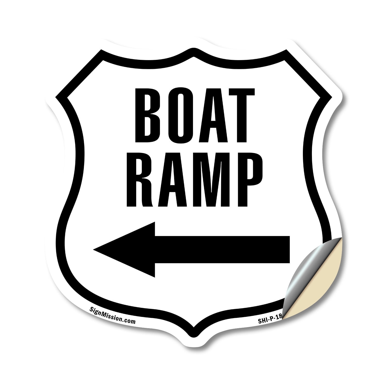 Boat Ramp Left 18 inch X 18 inch Shield Shaped Heavy Duty 3.2 mil Vinyl ...