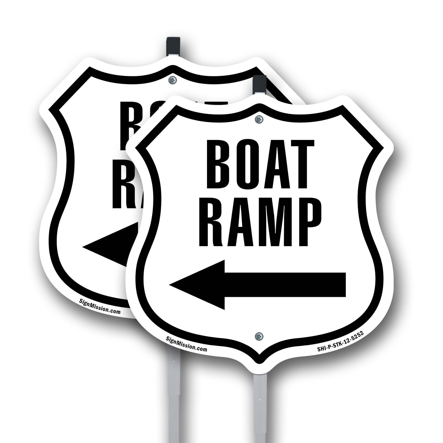 Boat Ramp Left (2 Pack) 12 inch X 12 inch Shield Shaped Rust-Free ...