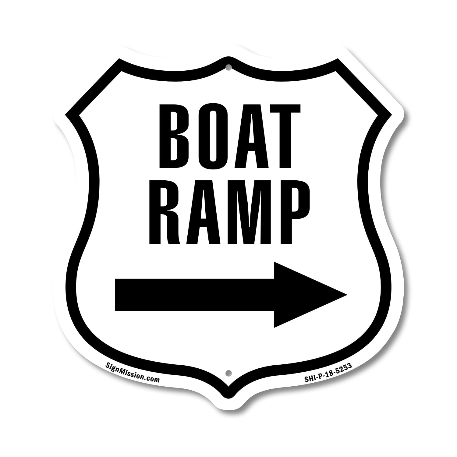 Boat Ramp Right 12 inch X 12 inch Shield Shaped Commercial Grade ...