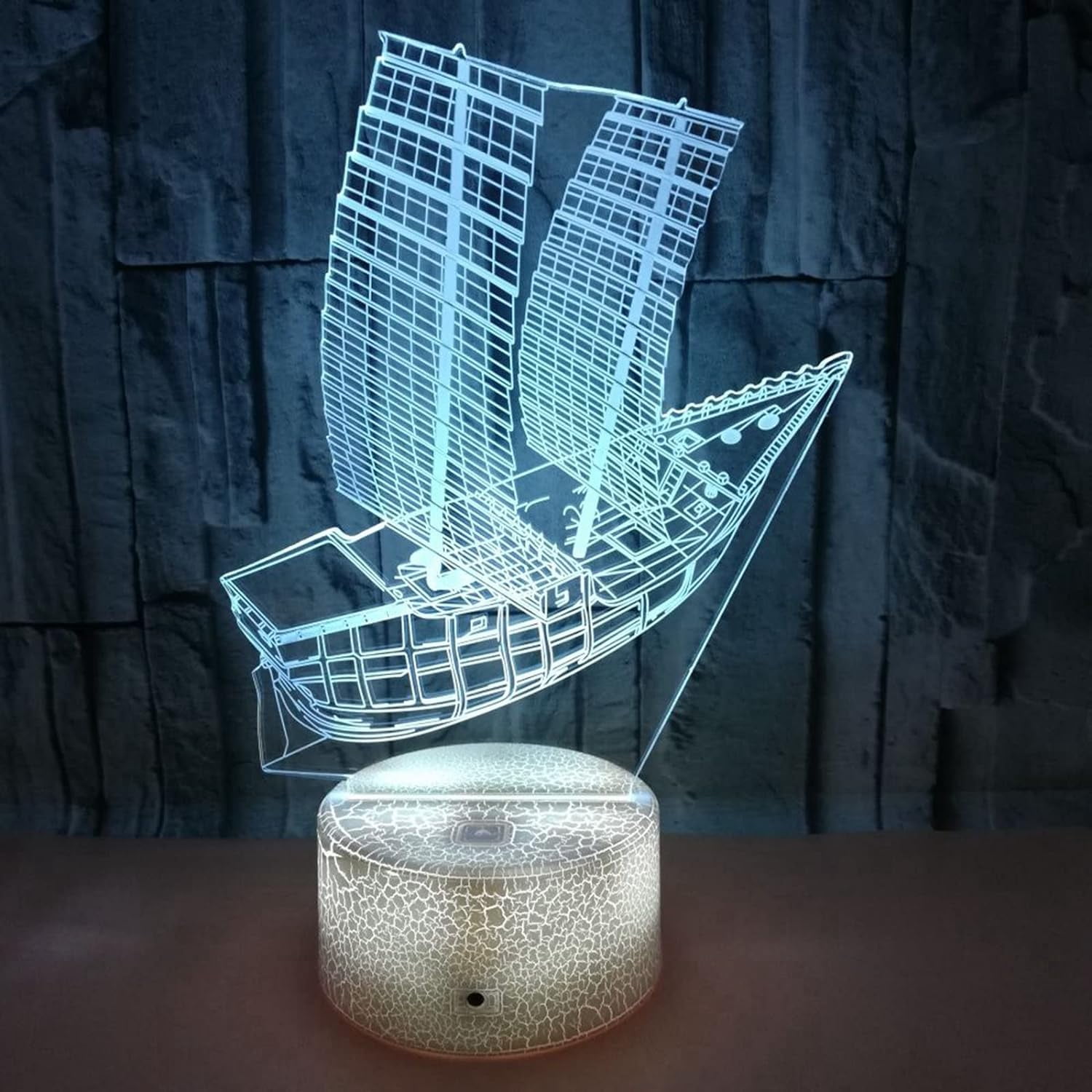Boat Sailing Night Light Toys, Airplane Lamp for Kids, 3D Optical ...
