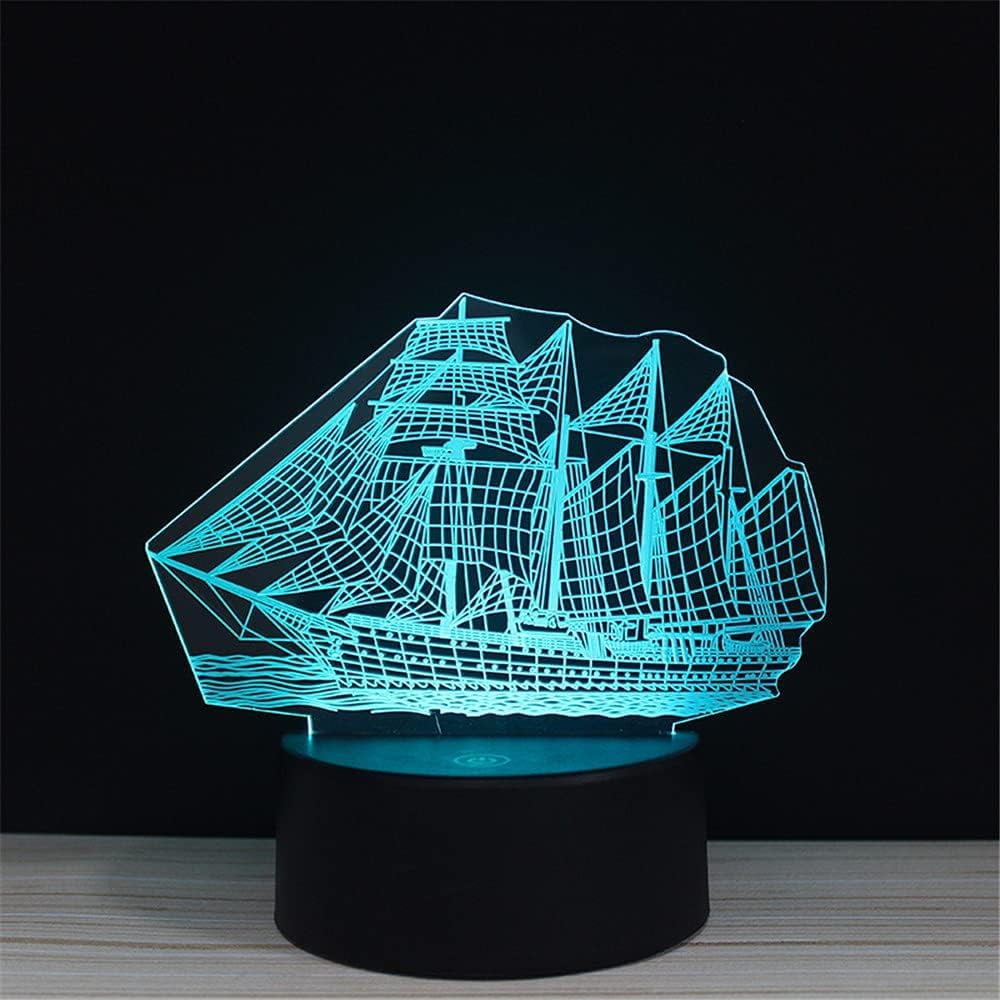 Boat Sailing Night Light Toys Lamp for Kids, RGB USB Powered, 3D ...