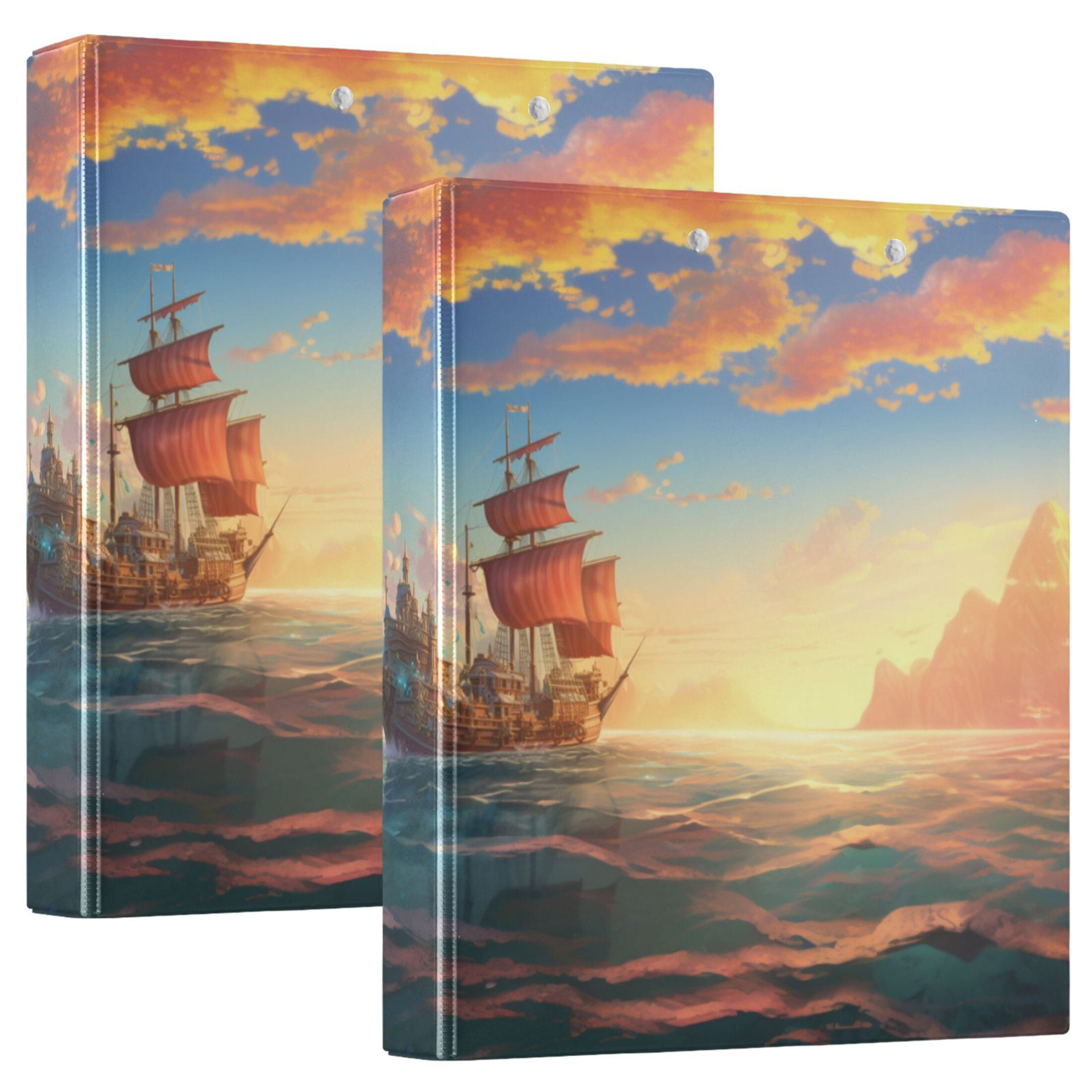 Boat Ship Sea 3 Ring Binders 1.5 inch Hardcover File Folders with ...