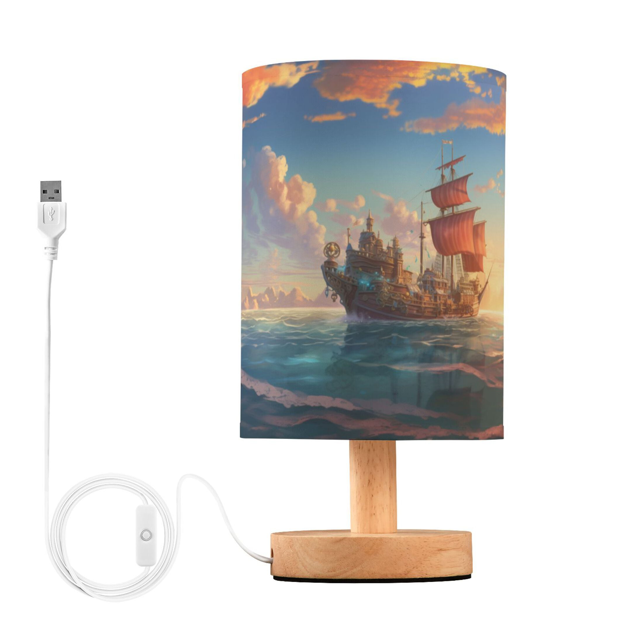 Boat Ship Sea Table Lamp USB Bedside Desk Nightstand Lamp Printed Gifts ...