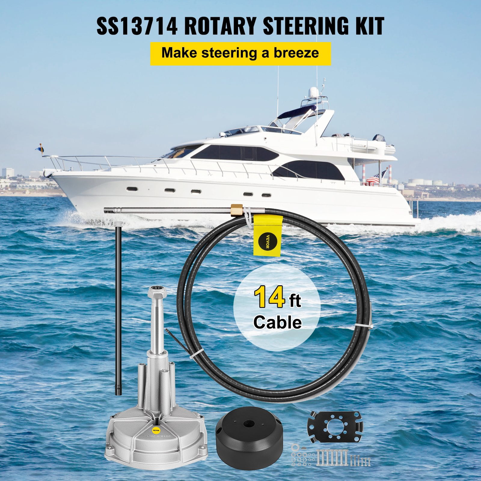 Boat Steering Cable 14‘ Outboard Rotary Steering Kit 14 Feet Boat ...