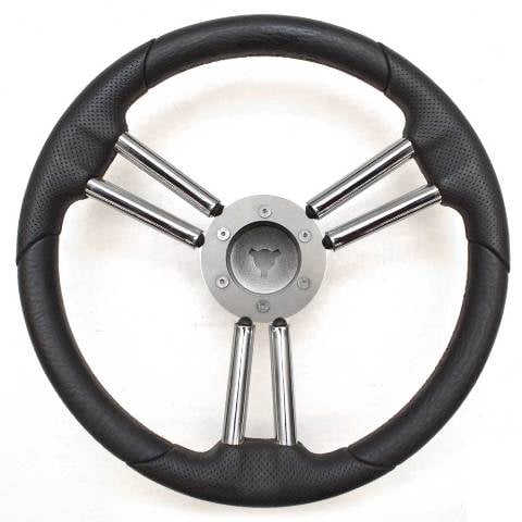 Boat Steering Wheel | 14 Inch Black Silver 3/4 Inch Keyway - Walmart.com