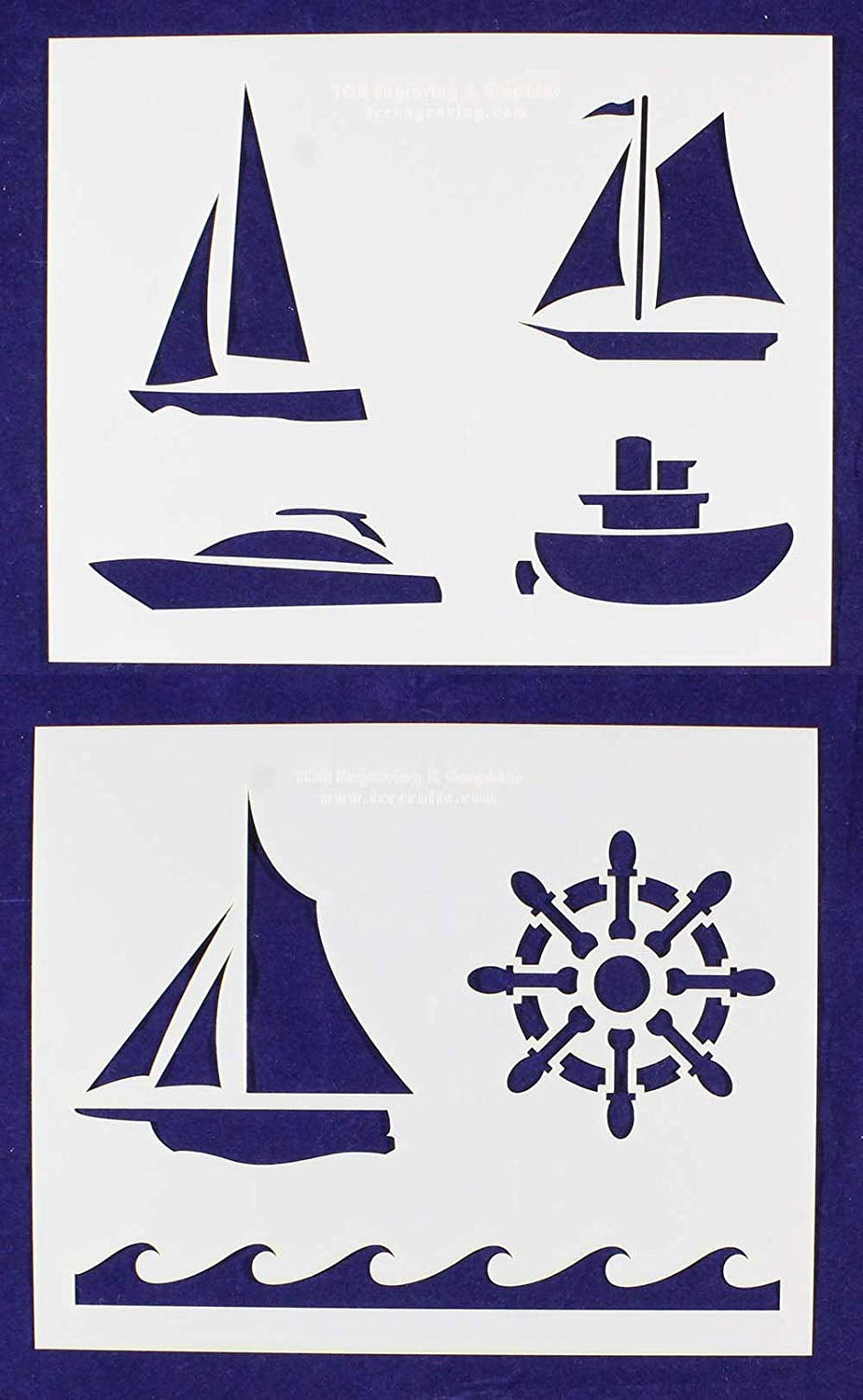 Boat Stencils Mylar 2 Pieces of 14 Mil 8 X 10 Inches - Painting /Crafts ...