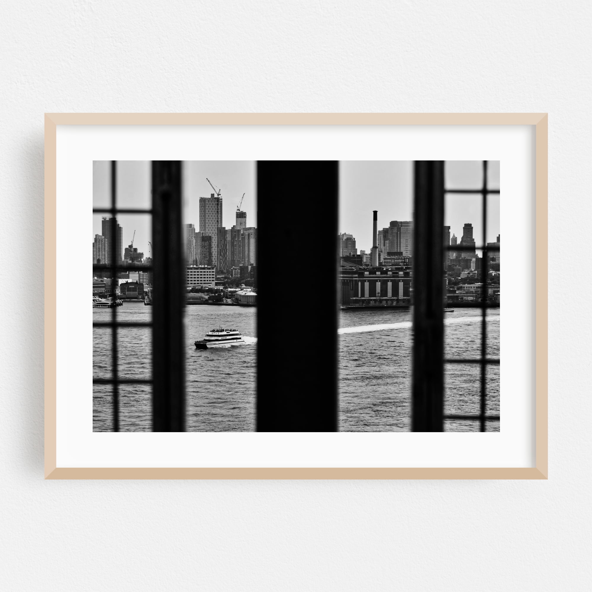 Boat Through the Girders - New York Photography Black and White ...