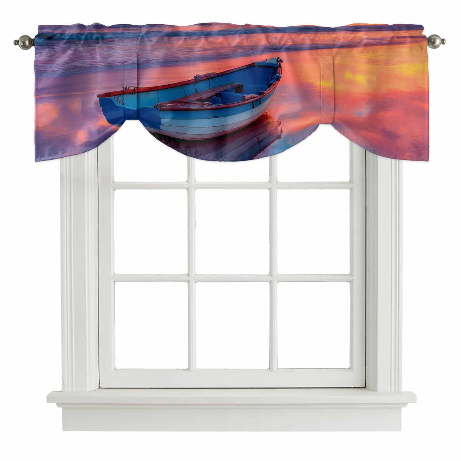 Boat Tie Up Valance Curtains Country Gradient Purple Yellow Sunset ...