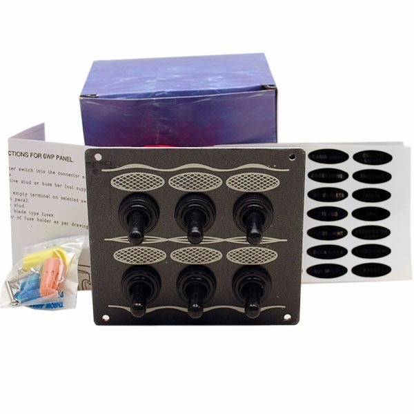 Whitecap Boat Toggle Switch Panel S-8096B | 6-Positions w/ Labels ...