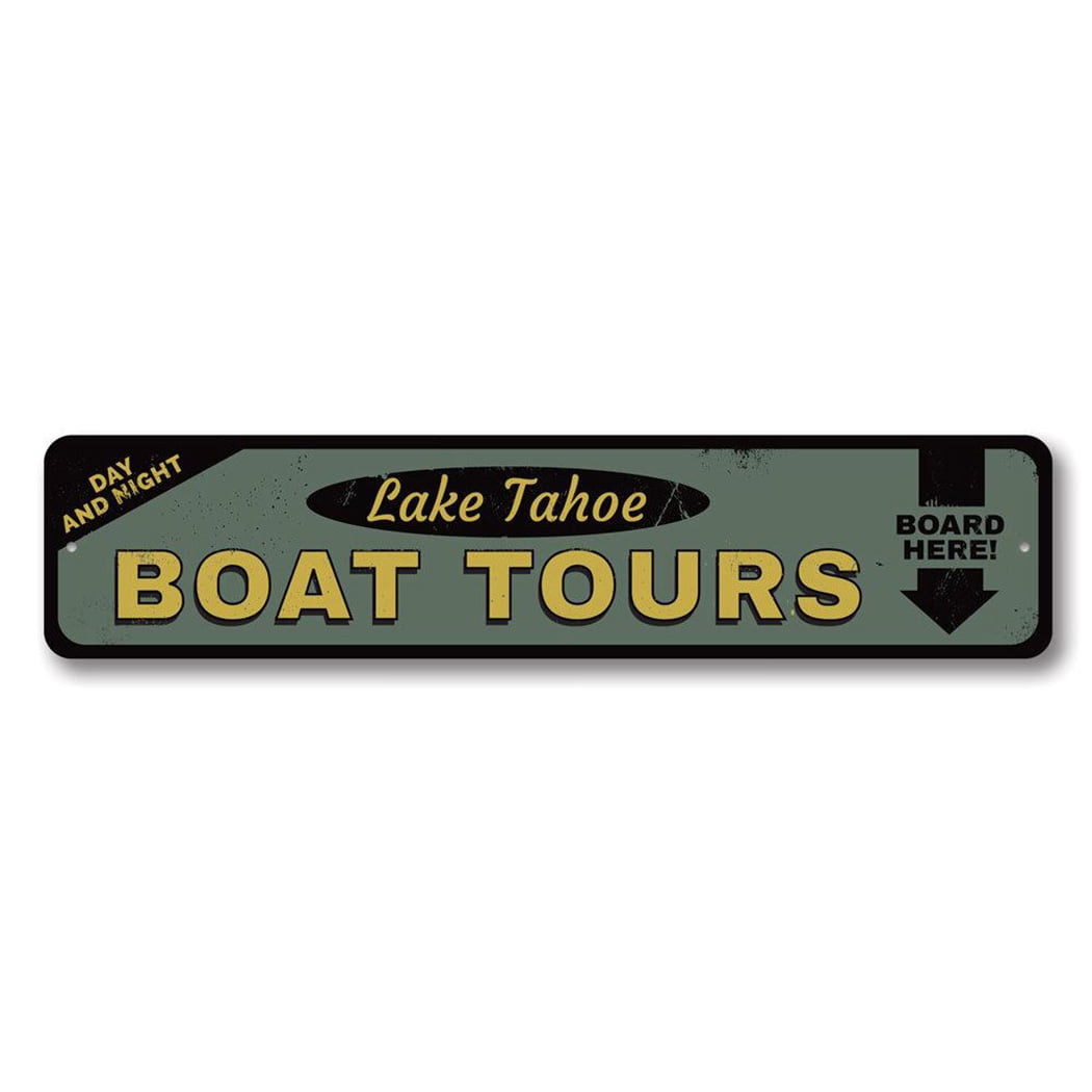 Boat Tours Sign, Board Here Day & Night Arrow Sign, Custom Lake Name ...