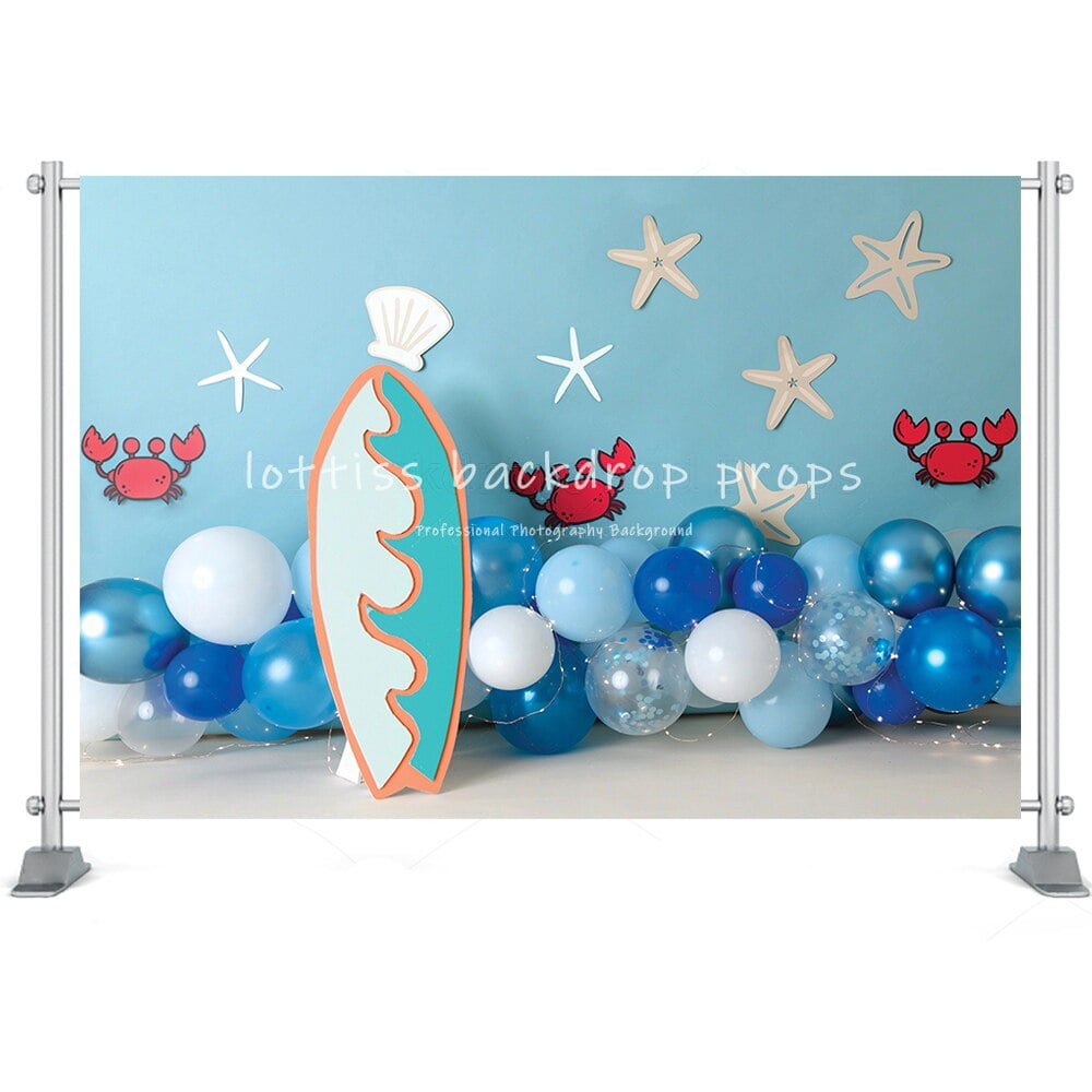 Boat Undersea Theme Backdrop Kids Cake Smash Props Fish Coral Jellyfish ...
