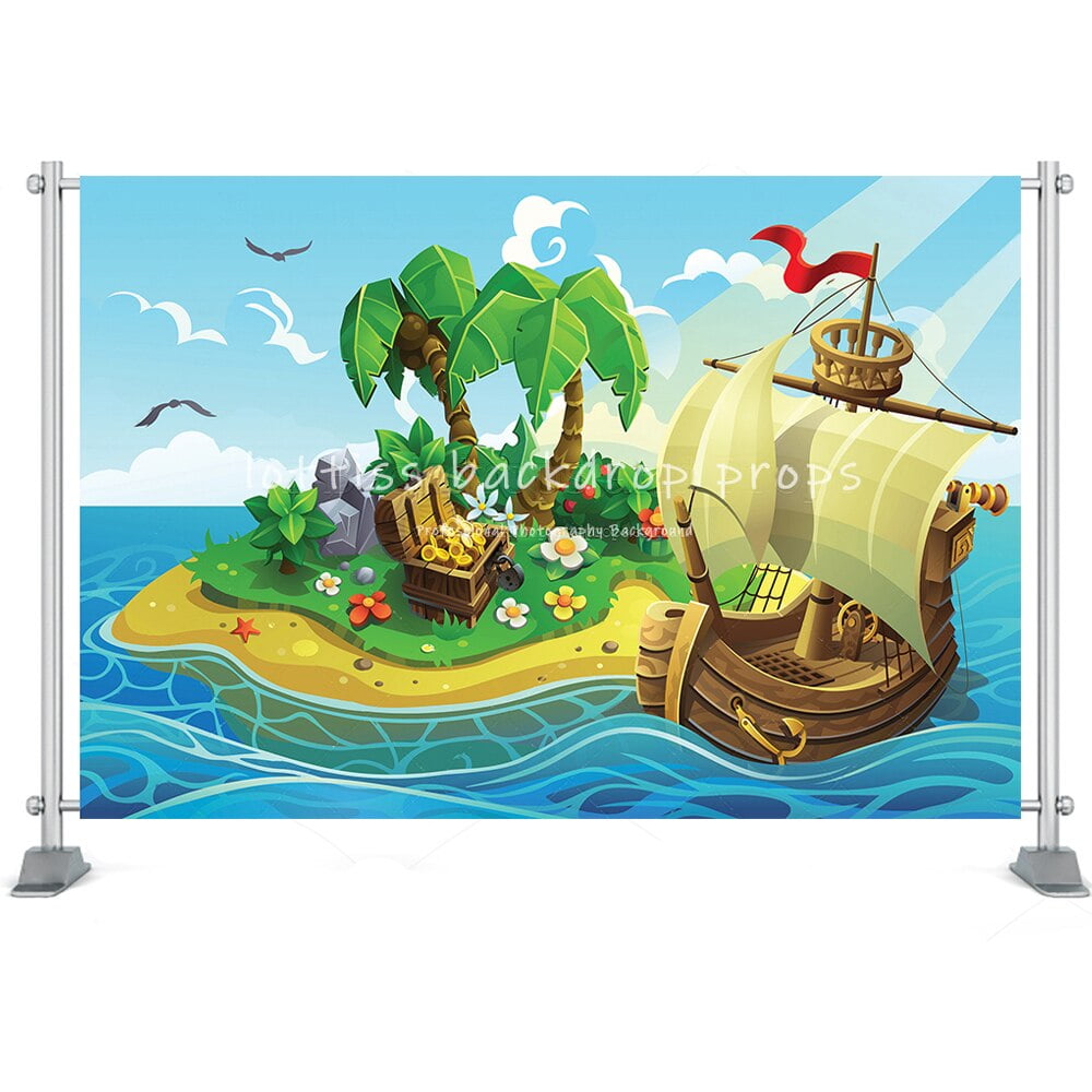 Boat Undersea Theme Backdrop Kids Cake Smash Props Fish Coral Jellyfish ...