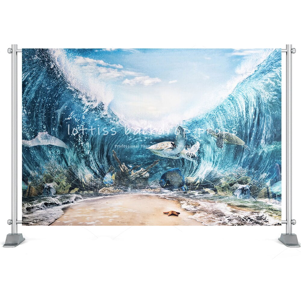 Boat Undersea Theme Backdrop Kids Cake Smash Props Fish Coral Jellyfish ...