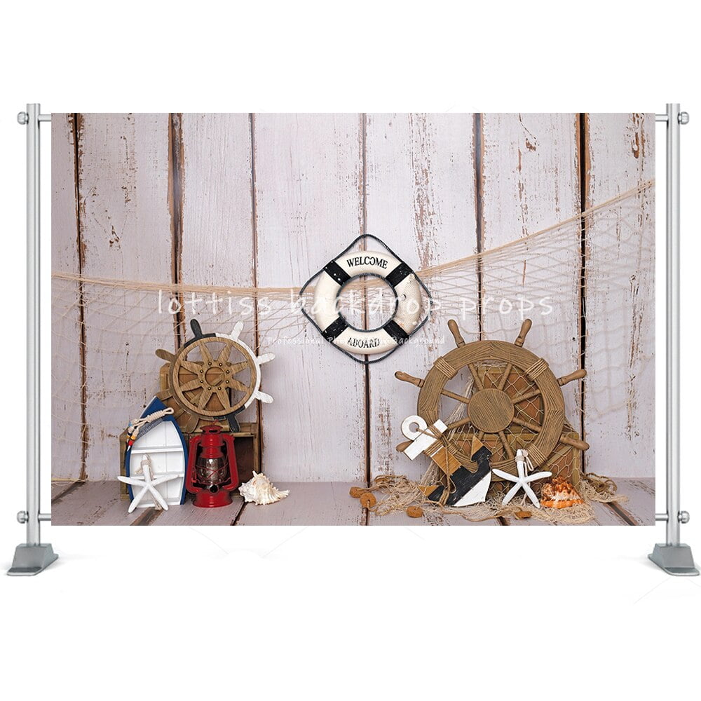 Boat Undersea Theme Backdrop Kids Cake Smash Props Fish Coral Jellyfish ...