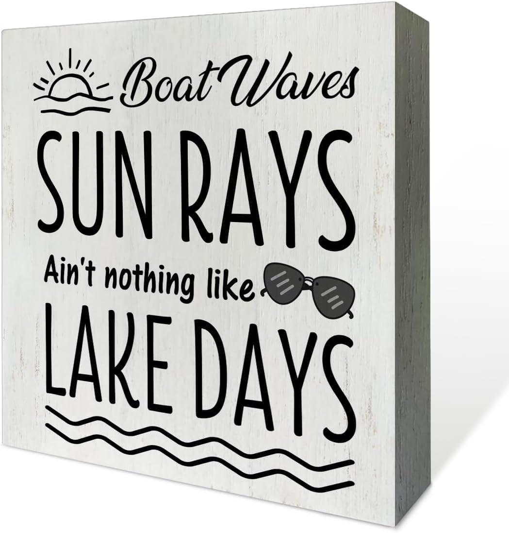 Boat Waves Sun Rays Lake Days Farmhouse Sign Decor Sunglasses Summer ...