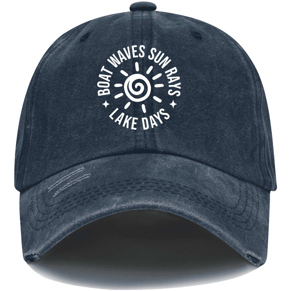 Boat Waves Sun Rays Lake Days Hat Boat Waves Sun Rays Lake Days Cap ...