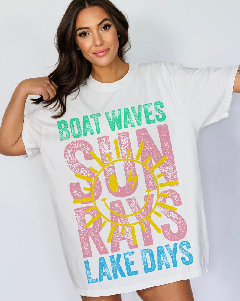 Boat Waves Sun Rays Lake Days PNG, Summer Png, Retro Summer Png, Hello ...