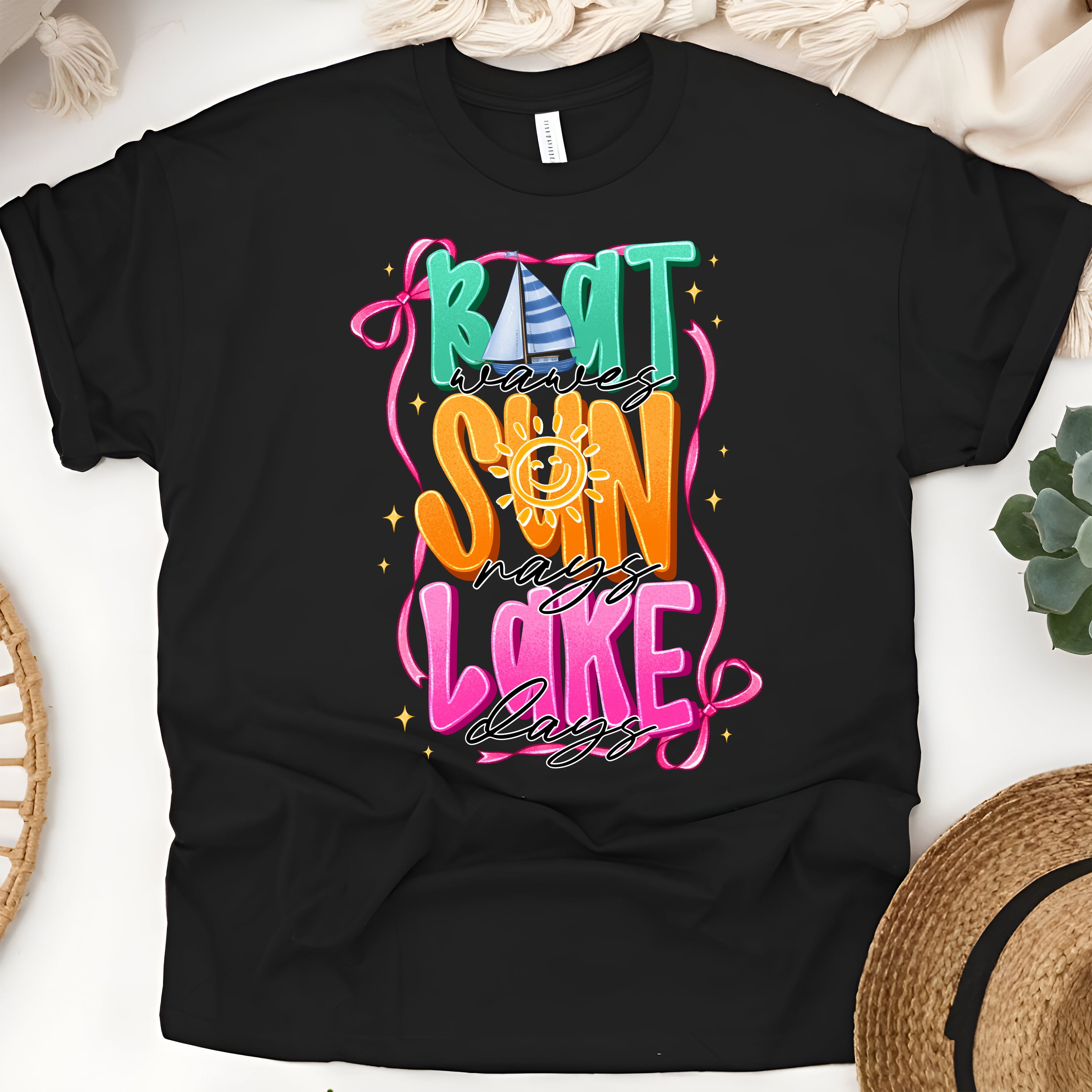 Boat Waves Sun Rays Lake Days T-Shirt – Summer Lake Life Tee for ...