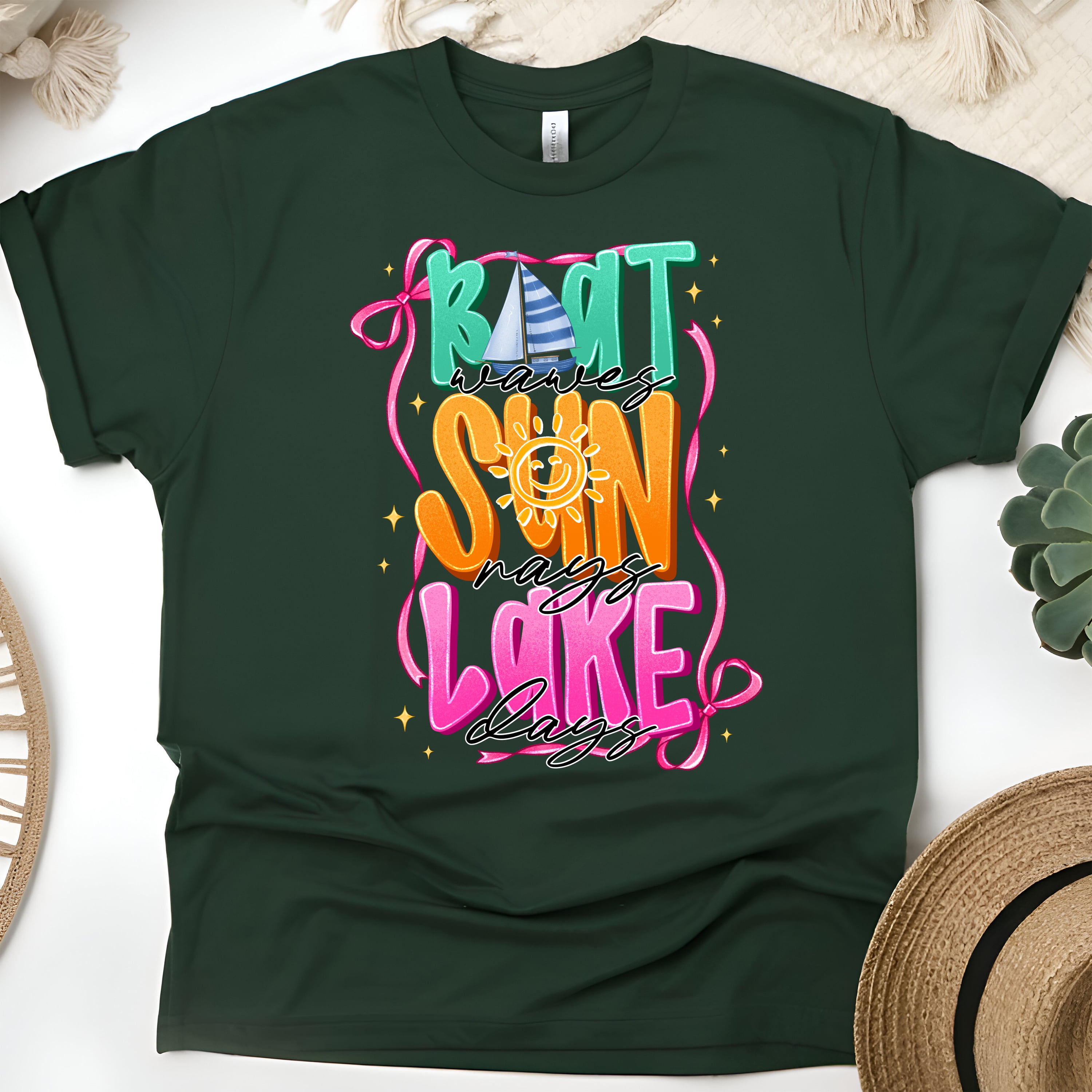 Boat Waves Sun Rays Lake Days T-Shirt – Summer Lake Life Tee for ...