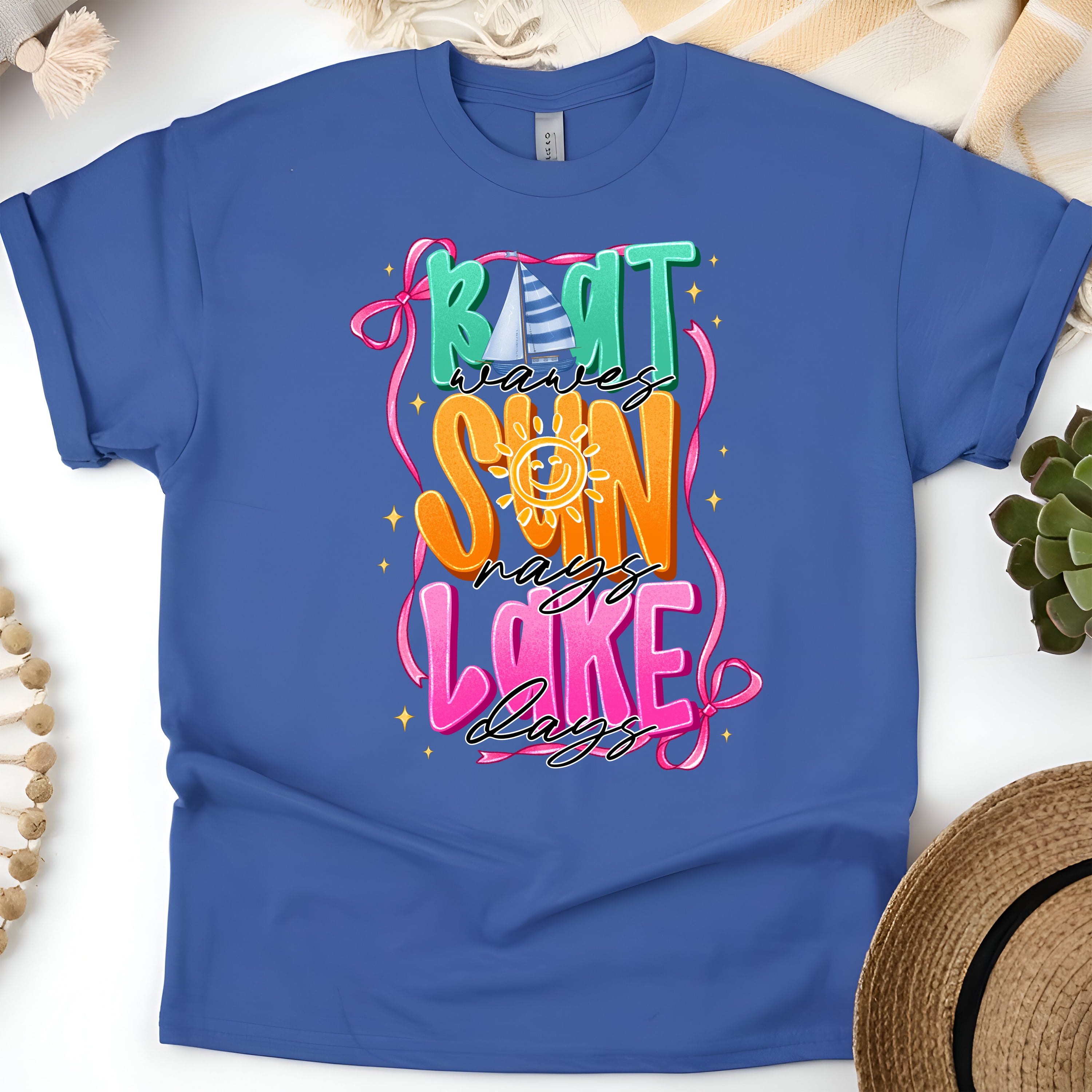 Boat Waves Sun Rays Lake Days T-Shirt – Summer Lake Life Tee for ...