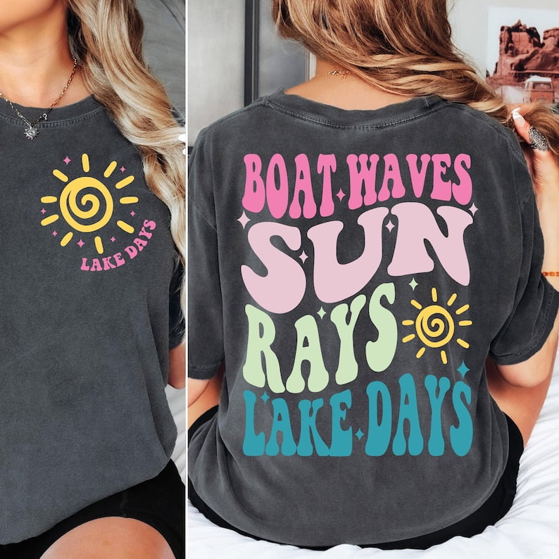 Boat Waves Sun Rays Lake Days T-shirt, Summer Shirt, Retro Summer Shirt ...