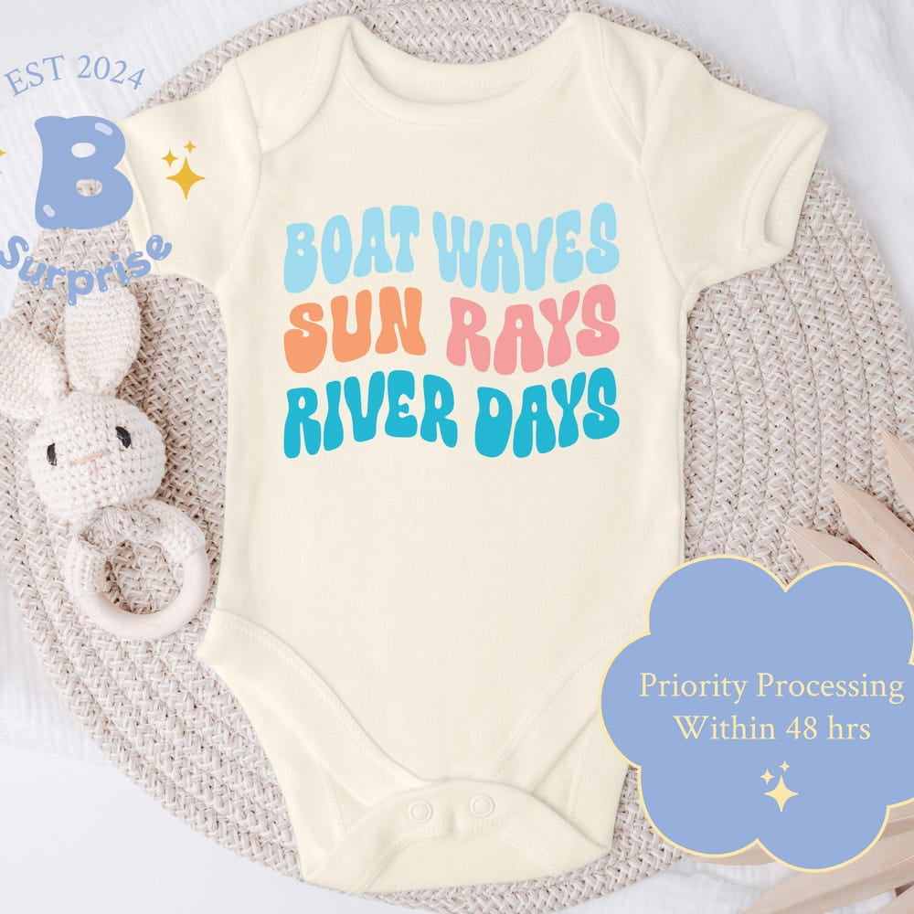 Boat Waves Sun Rays River Days Onesie, Summer Baby Bodysuit, Unisex ...