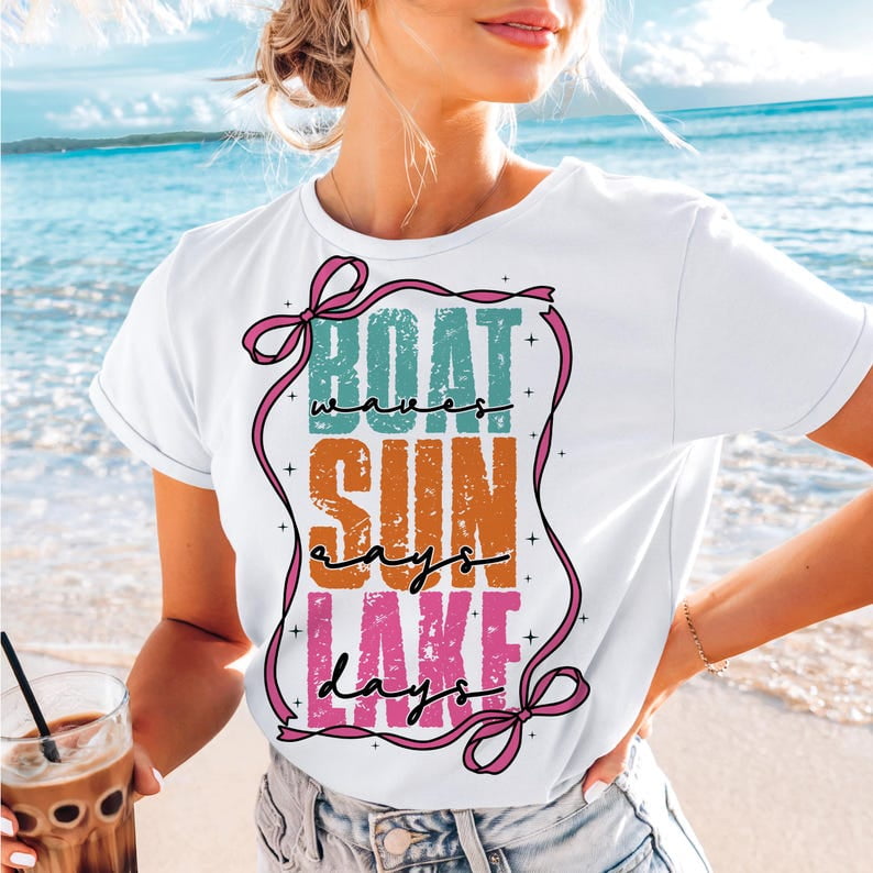 Boat Waves Sun Rays T-Shirt, Lake Days Summer Tee, Girly Lake Life ...