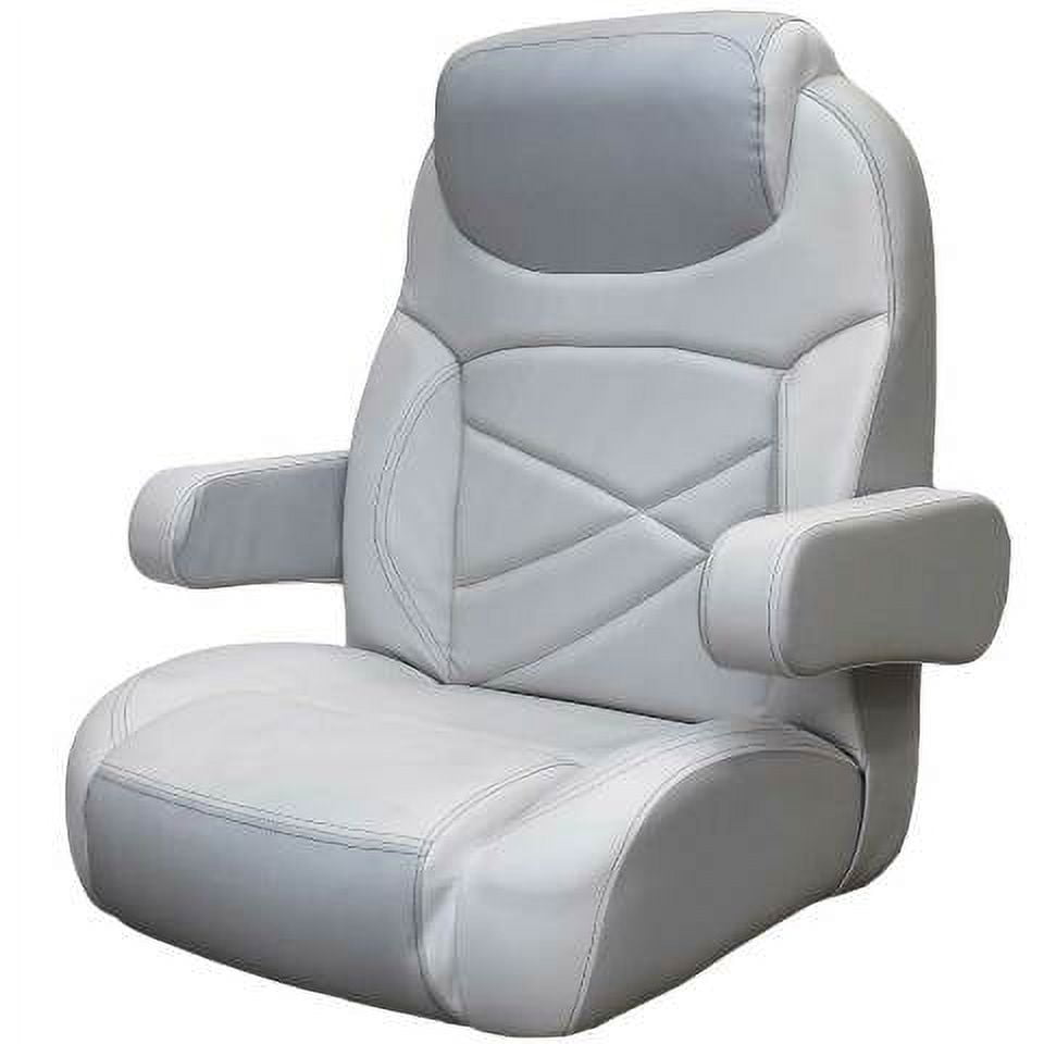 Boat Wide Reclining Helm Seat | Gray Vinyl 30 3/8 x 25 3/4 x 33 Inch ...