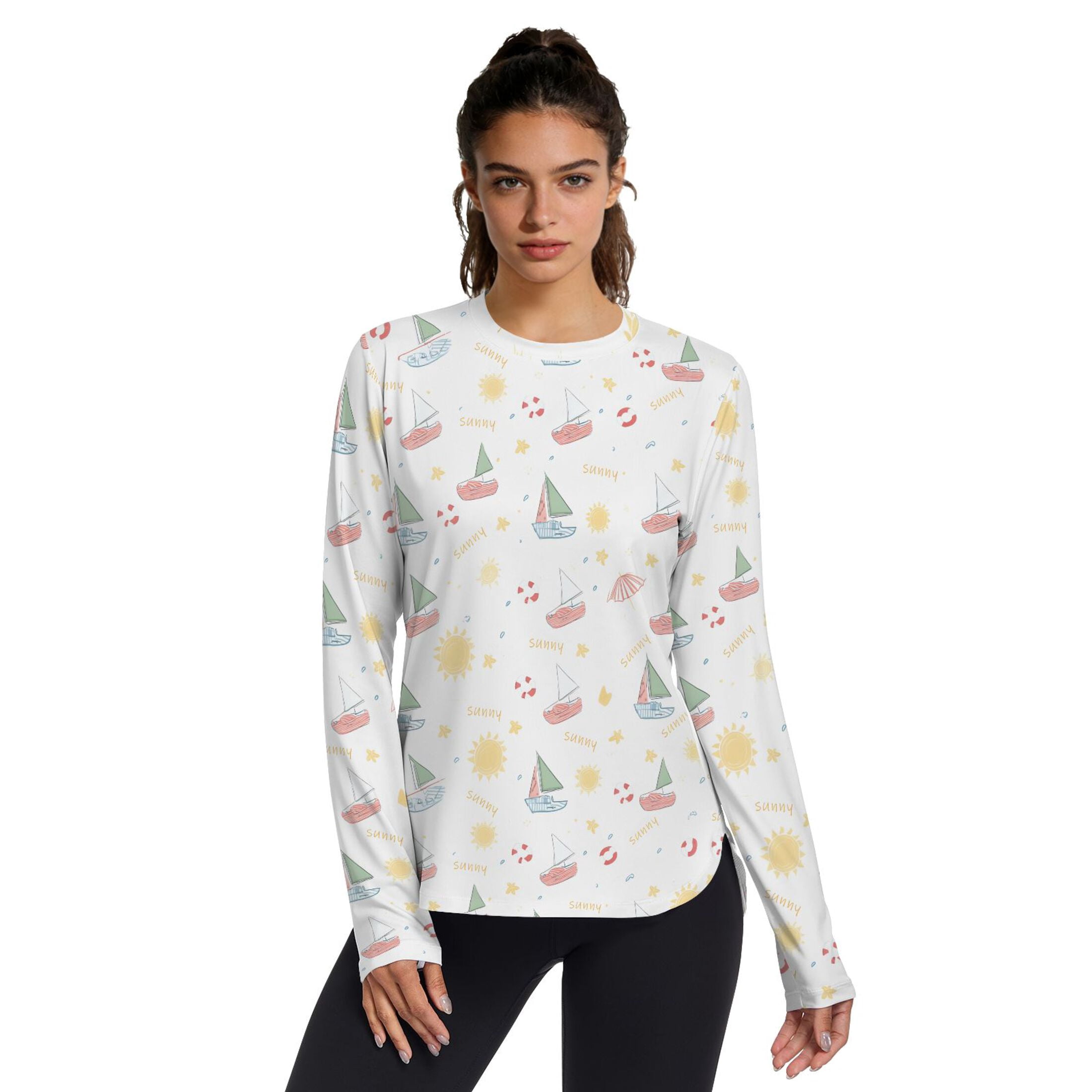 Boat Women UPF 50+ UV Shirts Long Sleeve with Thumb Holes Workout Sun ...