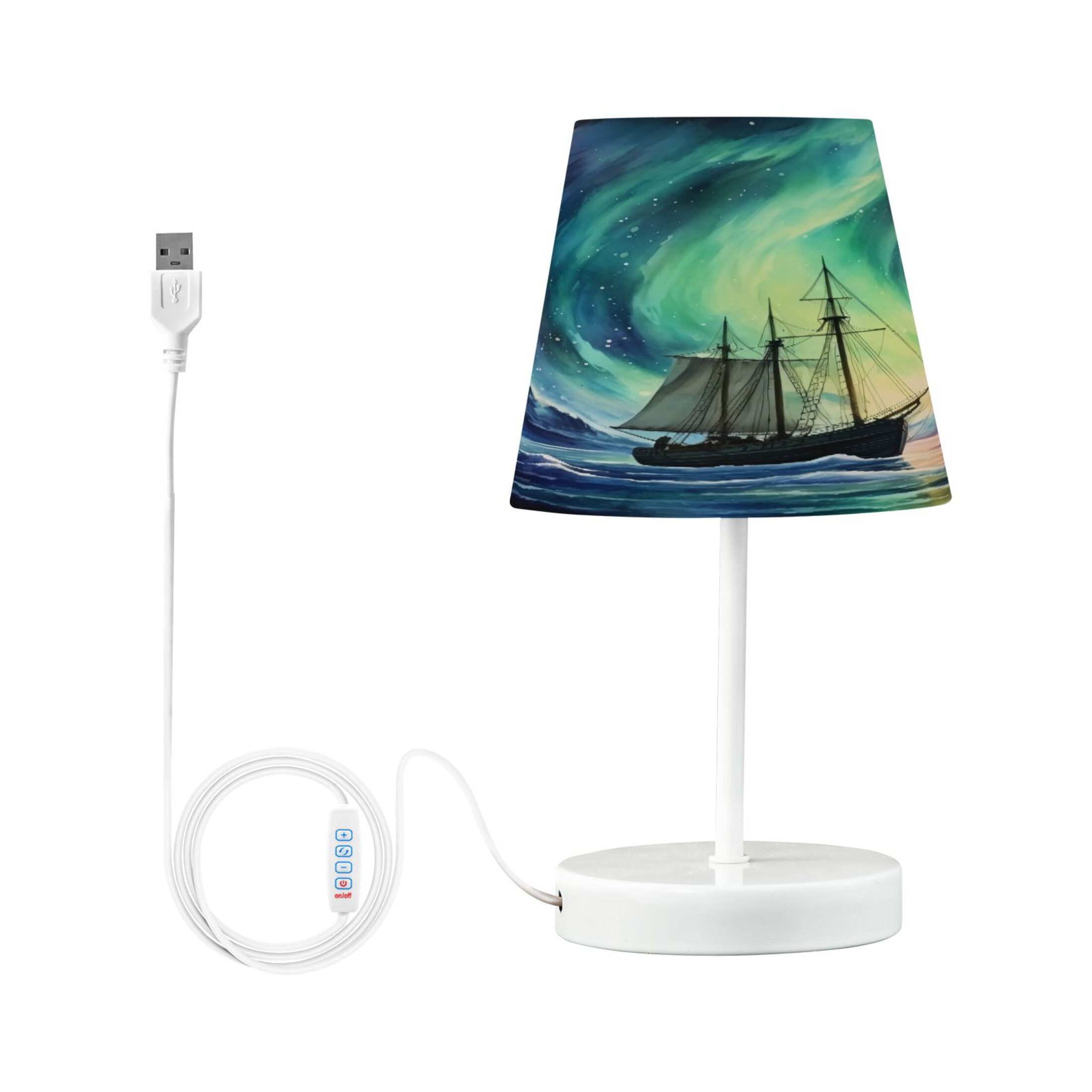 Boat and Aurora Desk Lamp LED Table Nightstand Lamps with 3 Color ...
