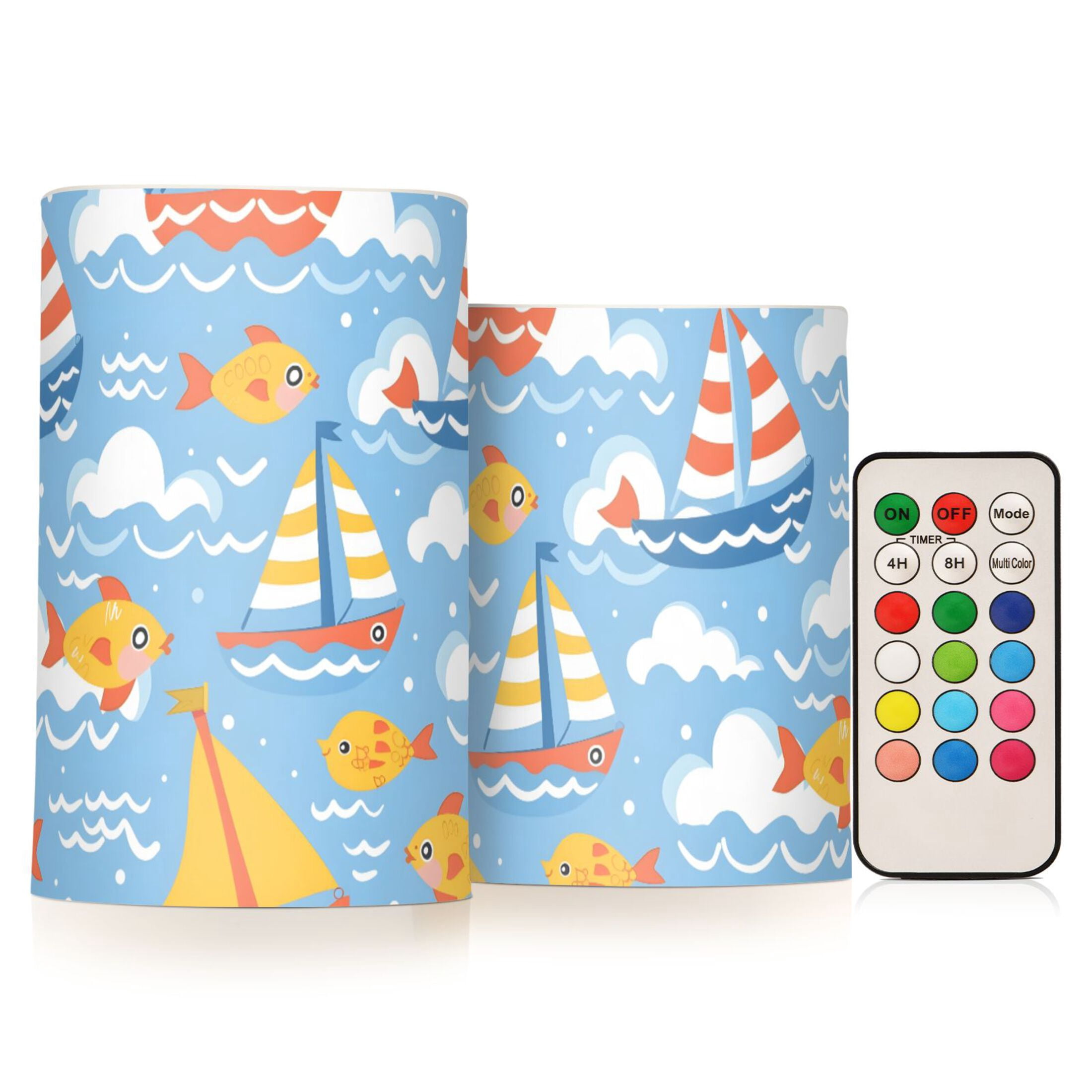 Boat and Fish and Cloud Flameless LED Candle Set with Remote, Battery ...