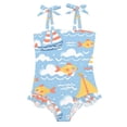 Boat and Fish and Cloud Girls' One-Piece Swimsuit Bowknot Tie Shoulder ...