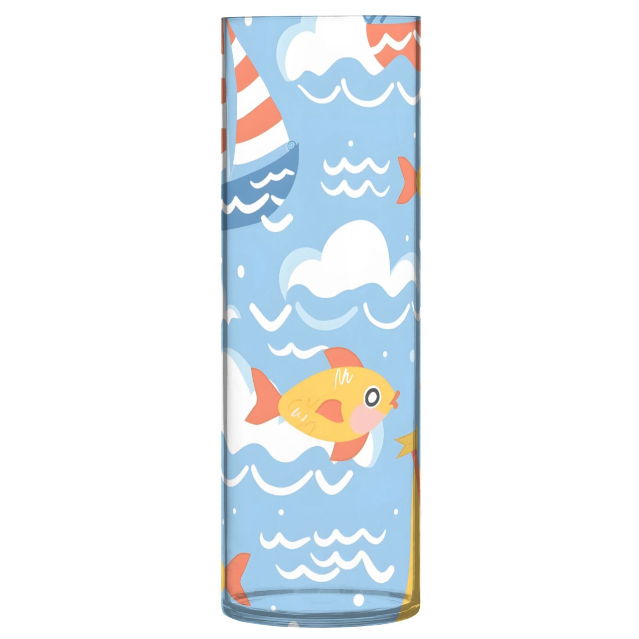 Boat and Fish and Cloud Vase Flower Vase Clear Unbreakable Plastic Tall ...