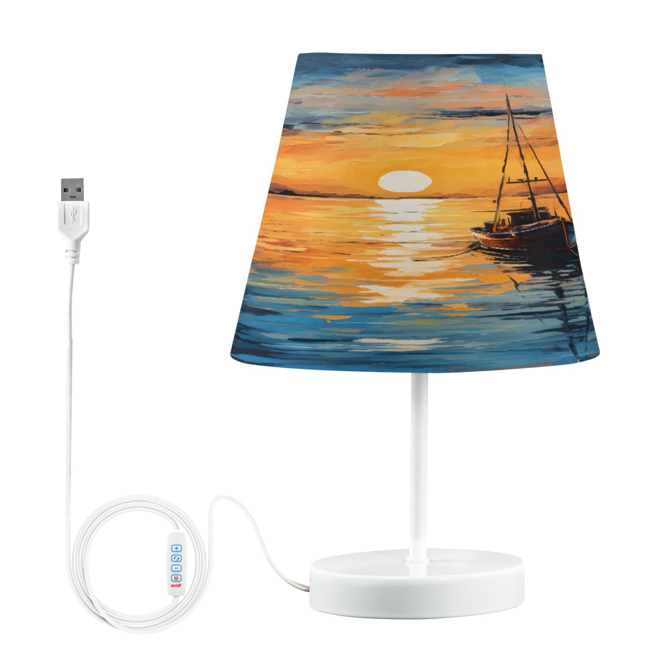 Boat and Sunset Desk Lamp LED Table Nightstand Lamps with 3 Color ...