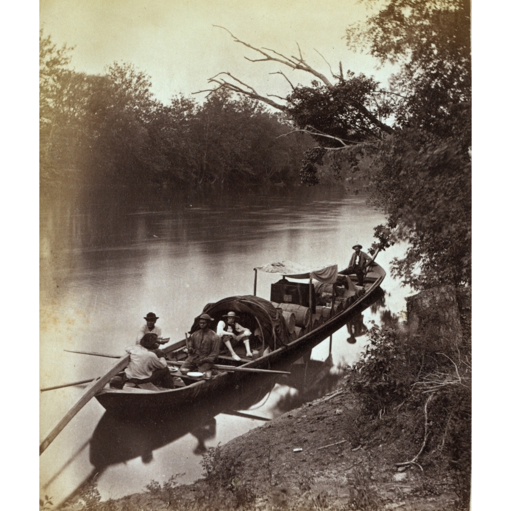 George Napper's boat & crew at dinner at Gwins landing Poster Print (24 ...