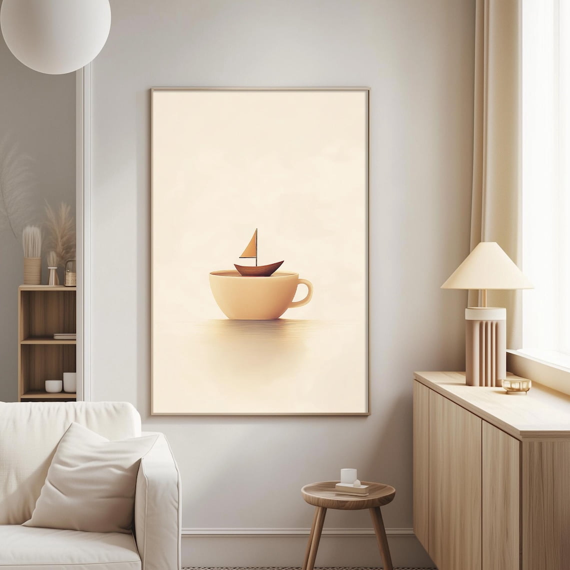 Boat in Coffee Cup Minimal Surreal Coffee Lover Modern Conceptual ...