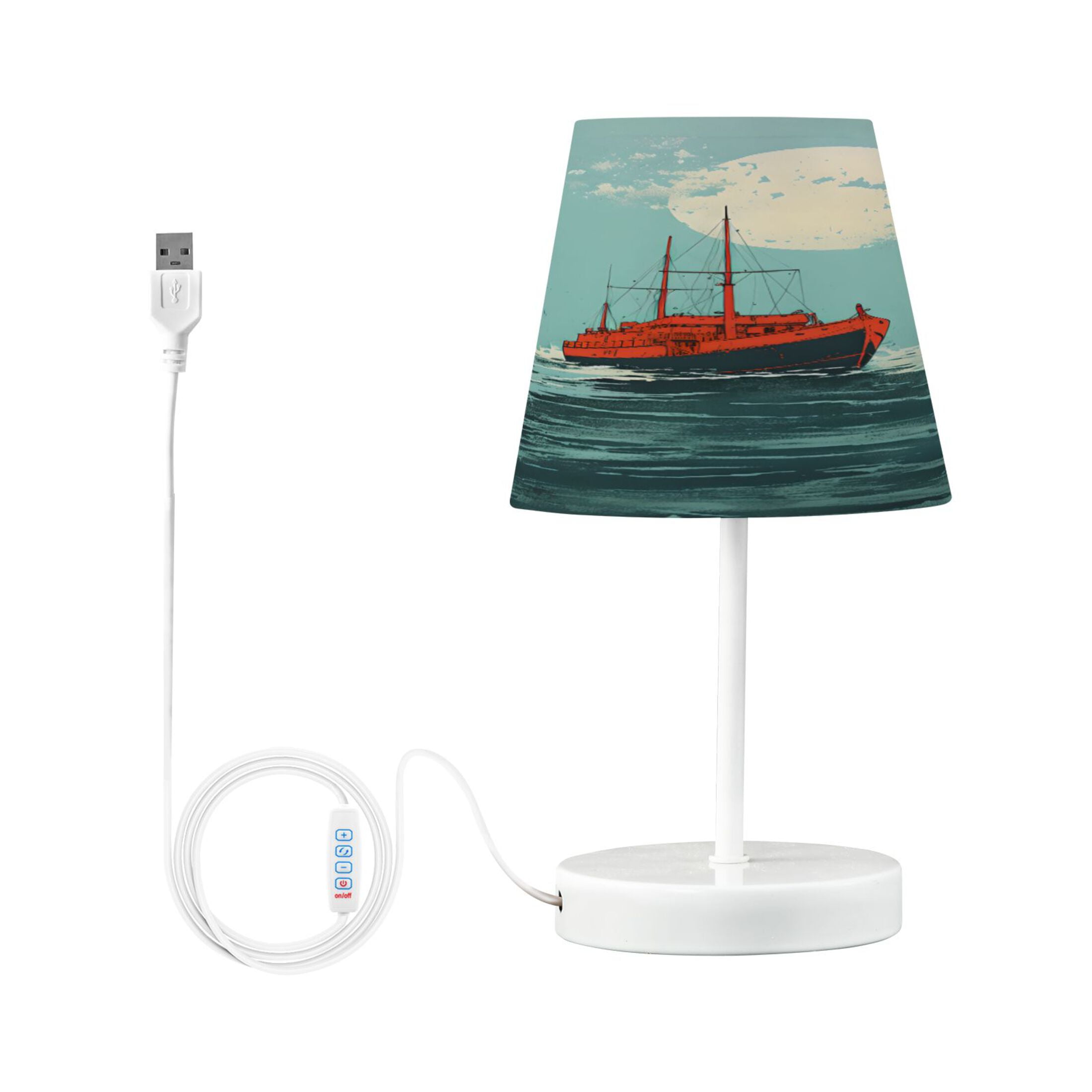 Boat on Sea Desk Lamp LED Table Nightstand Lamps with 3 Color ...