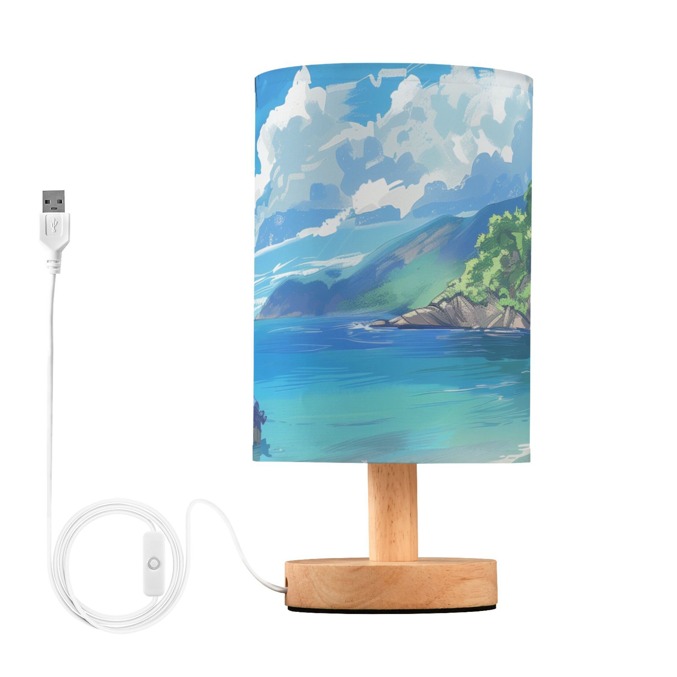 Boat on Sea and Beach Bedside Desk Lamp LED Table Nightstand Lamps Warm ...