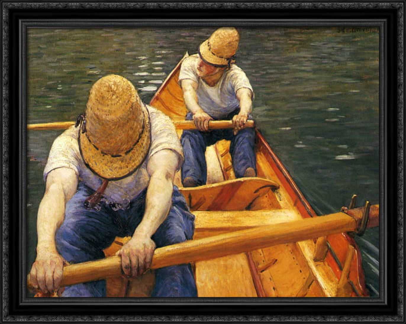 Boaters Rowing on the Yerres 36x28 Large Black Ornate Wood Framed ...