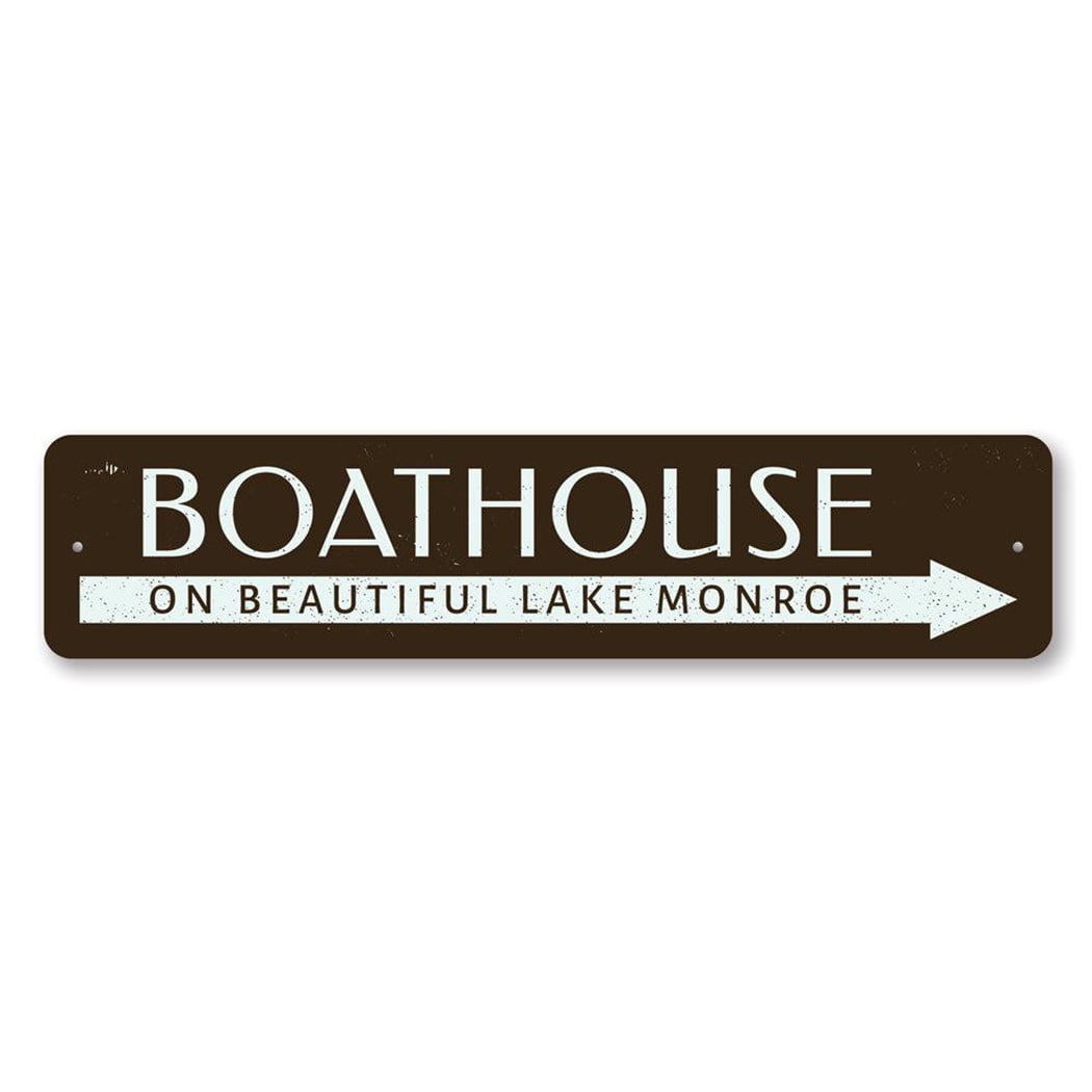 Boathouse Lake Sign, Arrow Beautiful Lake Name Sign, Custom Lake ...