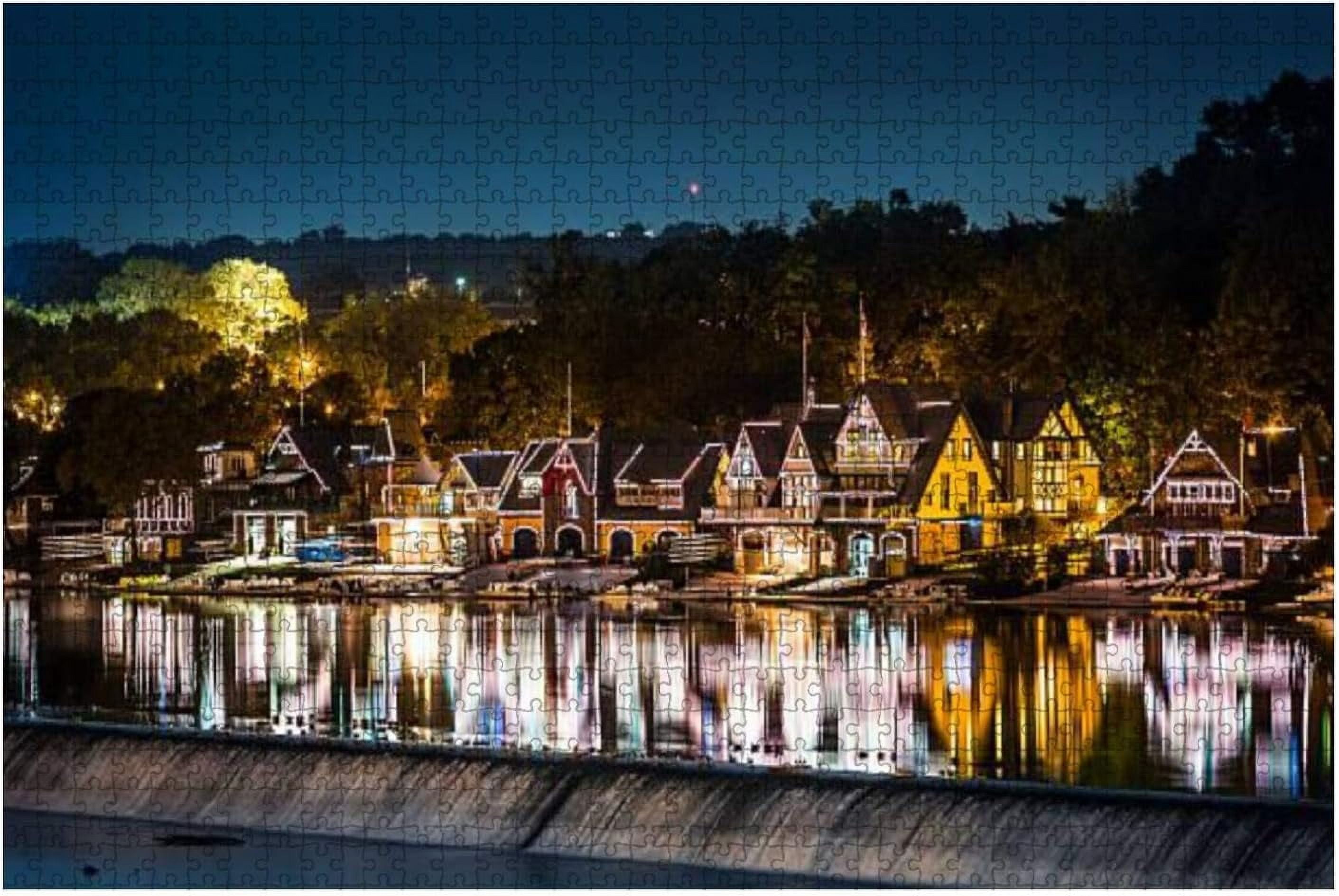 Boathouse Row in Philadelphia at Night Historic Architecture Stock ...