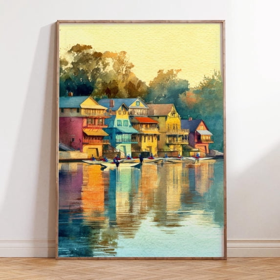 Boathouse Row Philadelphia Riverfront Wall Art, Unframed Canvas Size ...