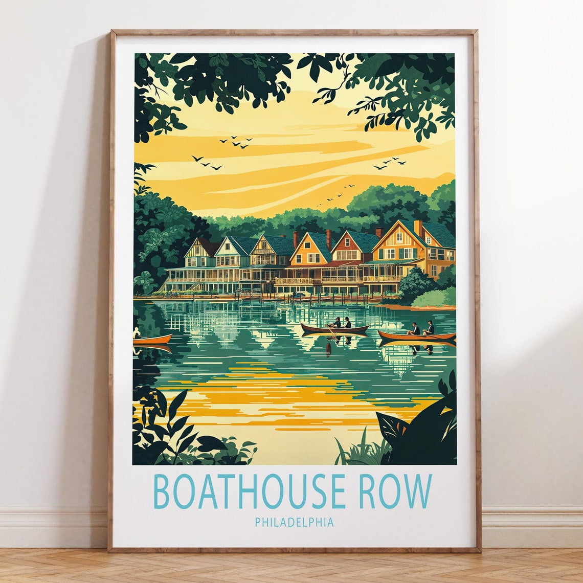 Boathouse Row Travel Poster, Boathouse Row Philadelphia Wall Art ...