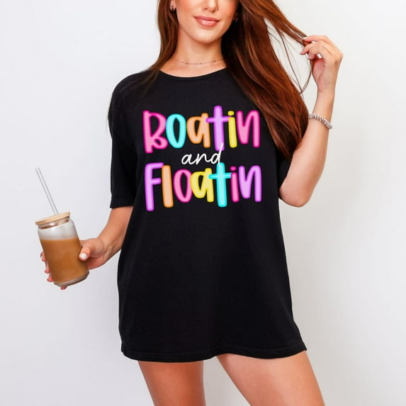Boatin and Floatin, Neon Preppy Summer Sublimation Shirt Design, Lake ...