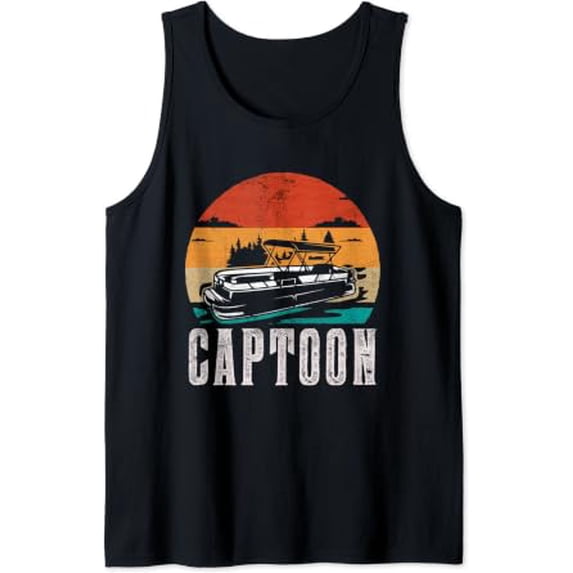 Boating Captoon Pontoon Tritoon Captain Pontoon Boat Tank Top Size S ...