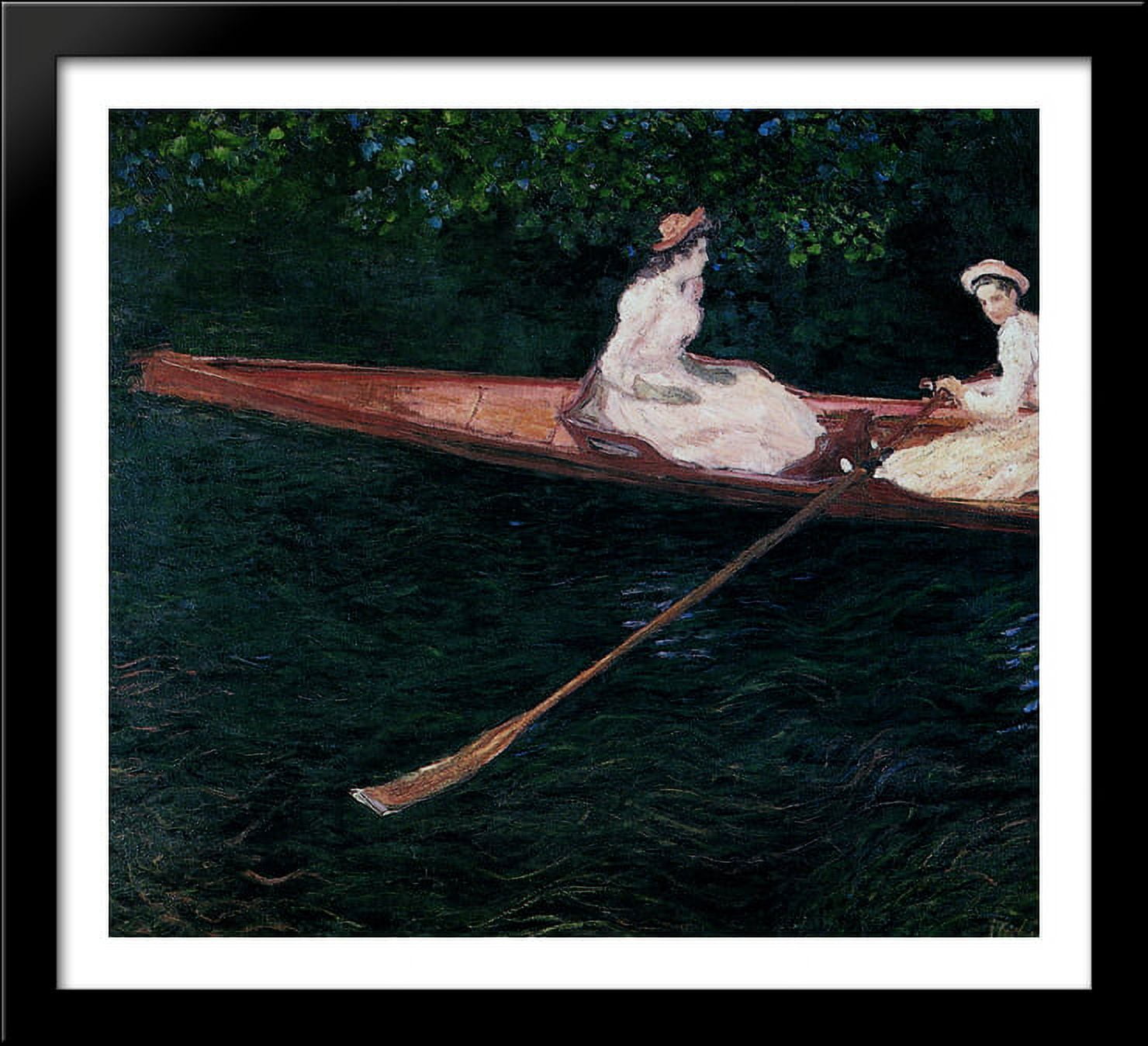 Boating On The River Epte 30x28 Large Black Wood Framed Print Art by ...