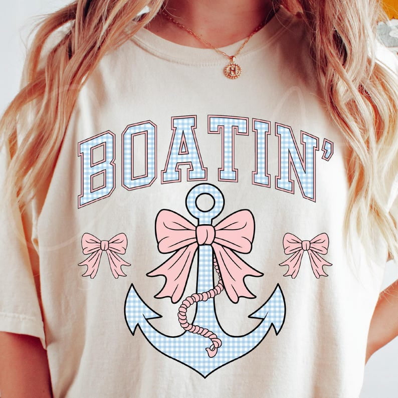 Boating T-Shirt, Nautical Anchor Design, Coastal Summer Vibes Tee ...