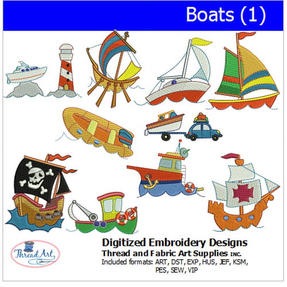 Boats(1) Embroidery Designs - All Popular Formats Included - Loaded on ...
